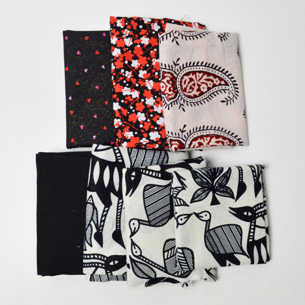 Black, White + Red Woven Fabric Bundle – Make & Mend