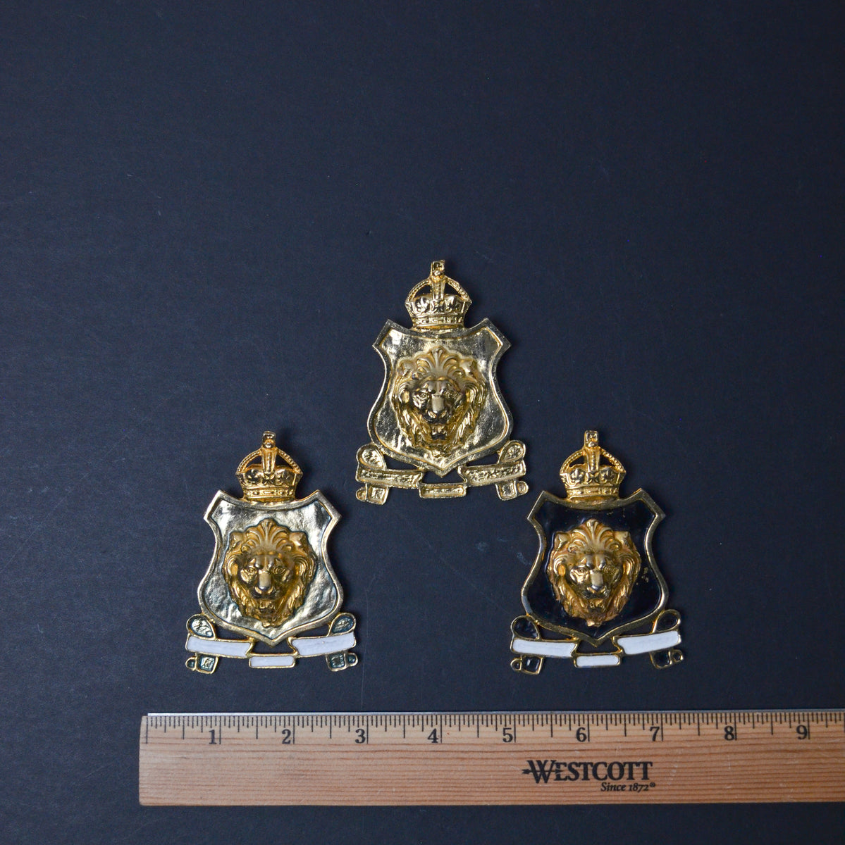 Vintage Accessocraft Lion Crest Enameled Metal Brooches - Set of 3 ...