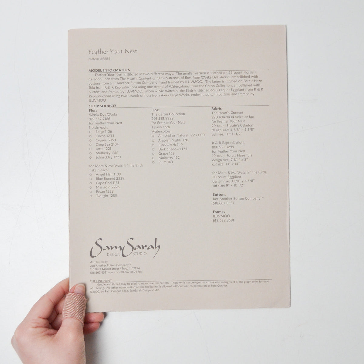 Sam Sarah Design Studio Feather Your Nest Cross Stitch Pattern – Make ...