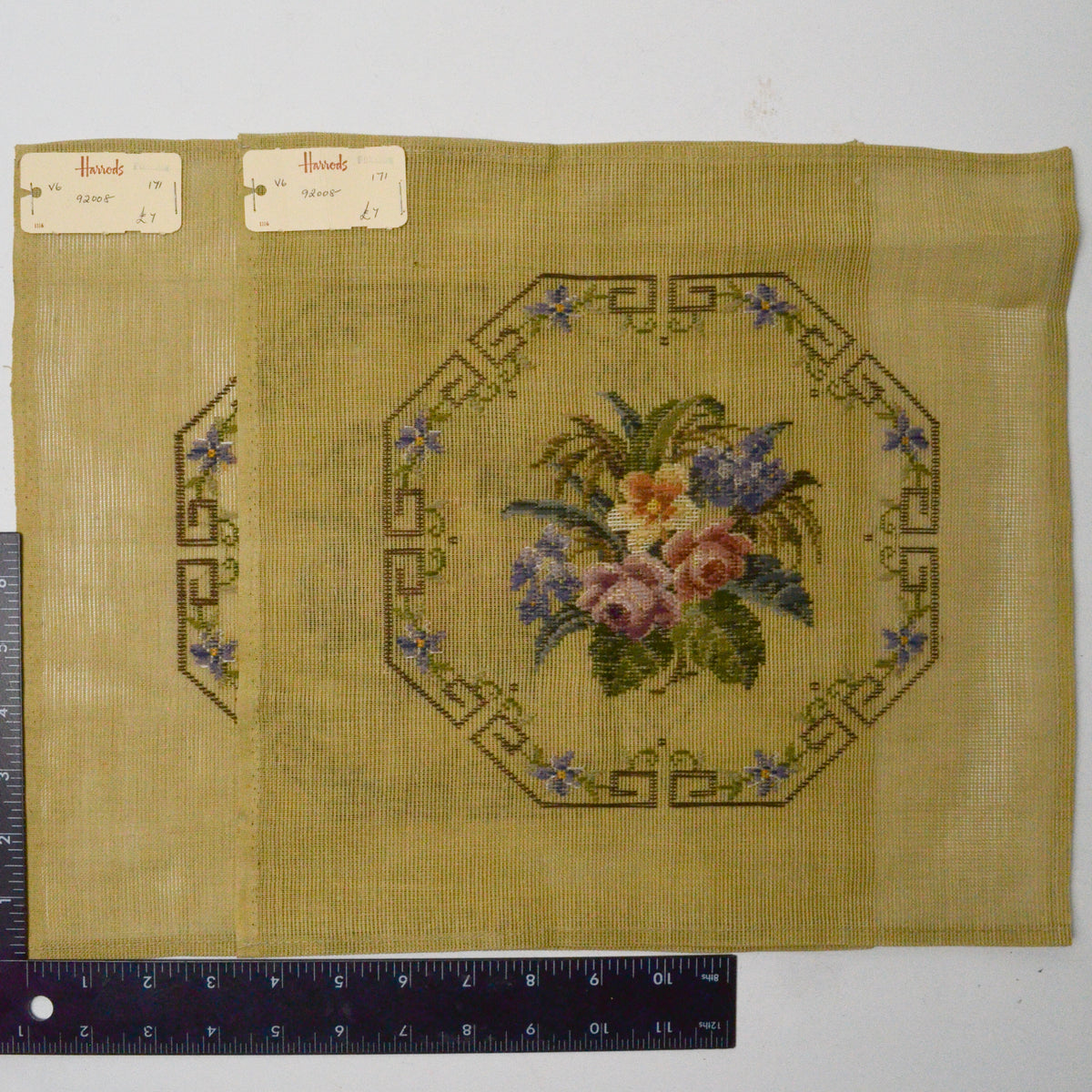 Vintage Harrods Floral Needlepoint or Cross Stitch Panels – Make & Mend