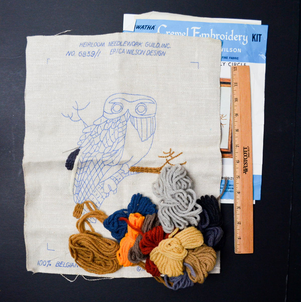 Owl Picture Vintage Hiawatha Erica Wilson Crewel Embroidery Kit – Make ...