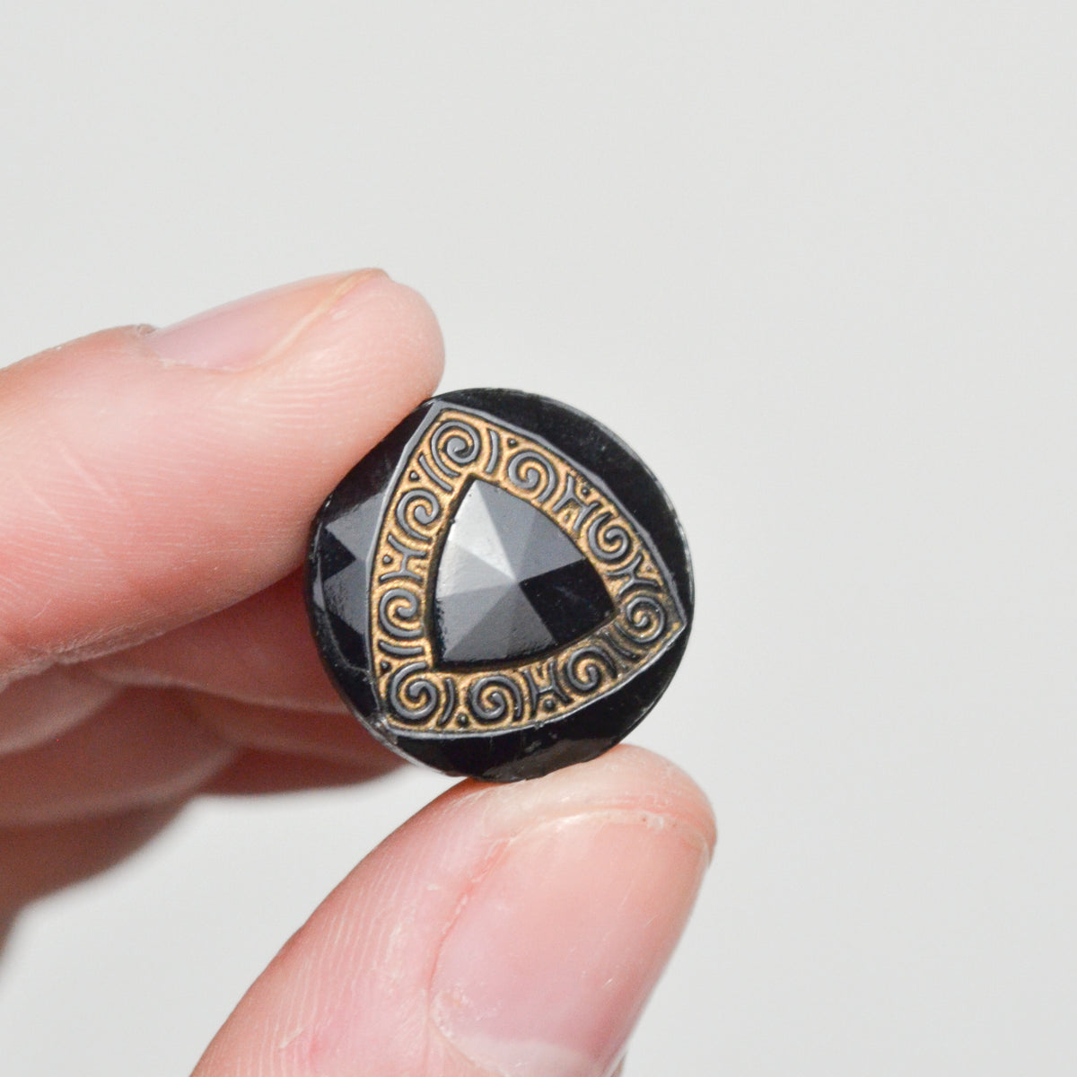 Black Glass + Gold Carved Triangle Shank Buttons - Set of 3 – Make & Mend