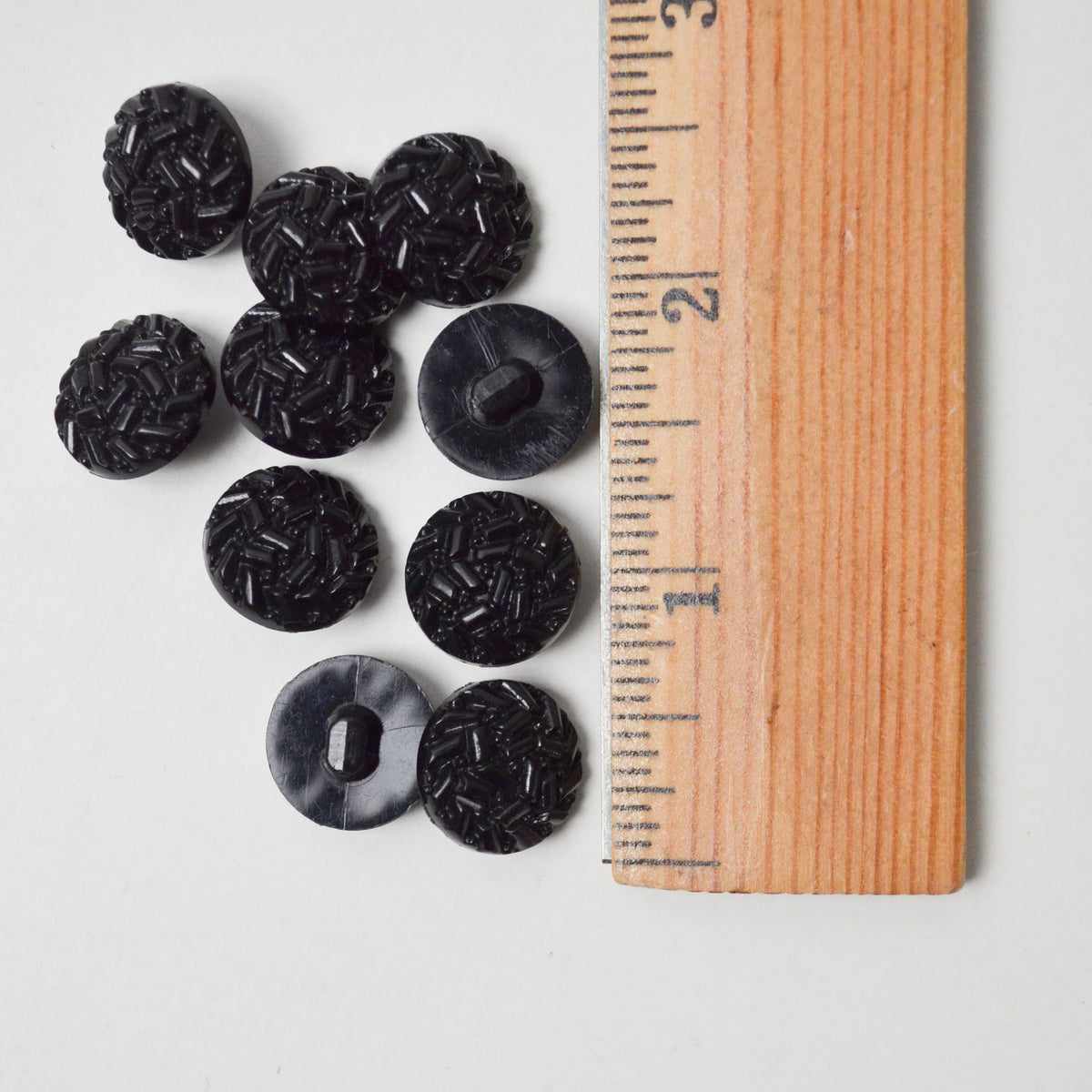 Textured Black Plastic Buttons - Set of 10 – Make & Mend