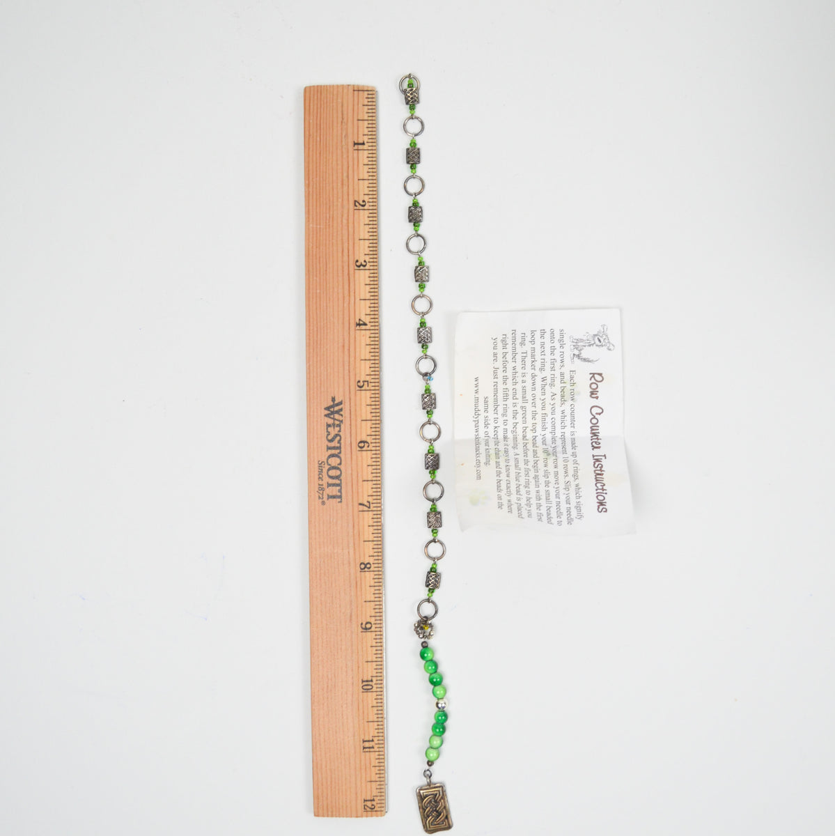Silver + Green Beaded Celtic Knot Row Counter Chain – Make & Mend