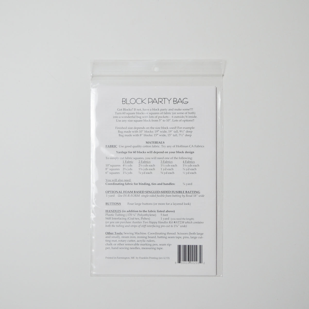 Aunties Two Patterns Block Party Bag Sewing Pattern – Make & Mend
