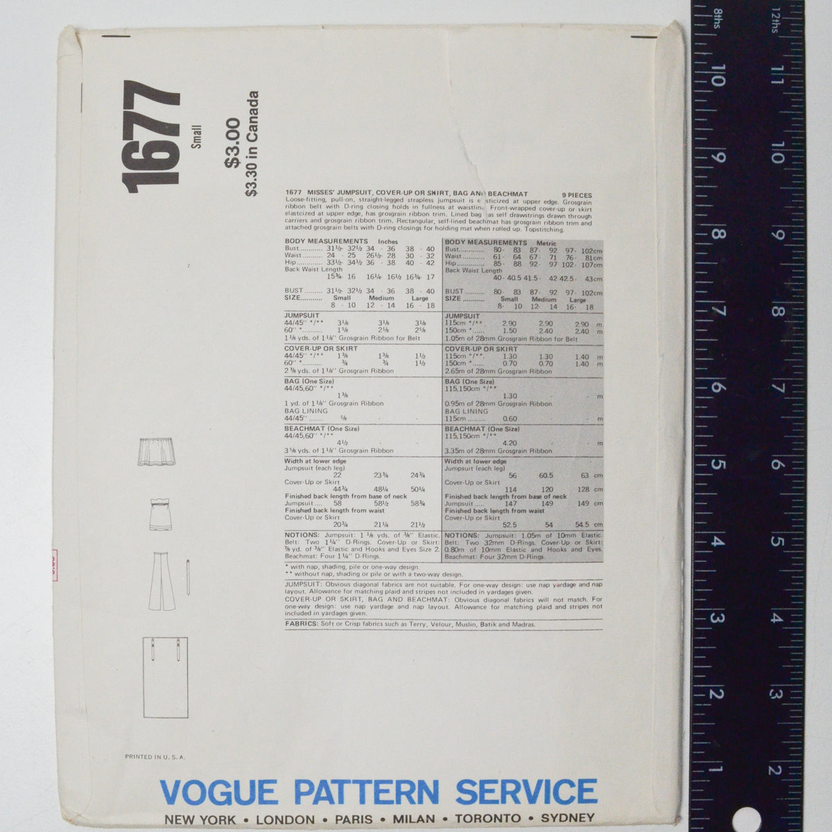 Very Easy Vogue 1677 Jumpsuit + Cover Up Sewing Pattern - Size Small ...