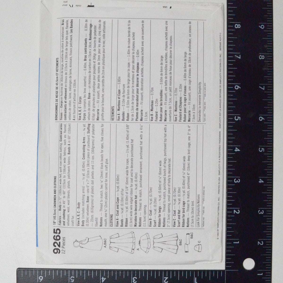 Simplicity Crafts 9265 Snowman Doll Sewing Pattern – Make & Mend