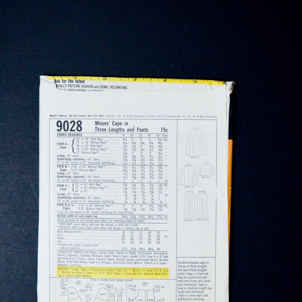 McCAll's 9028 Cape + Pants Sewing Pattern - Size 14 – Make & Mend