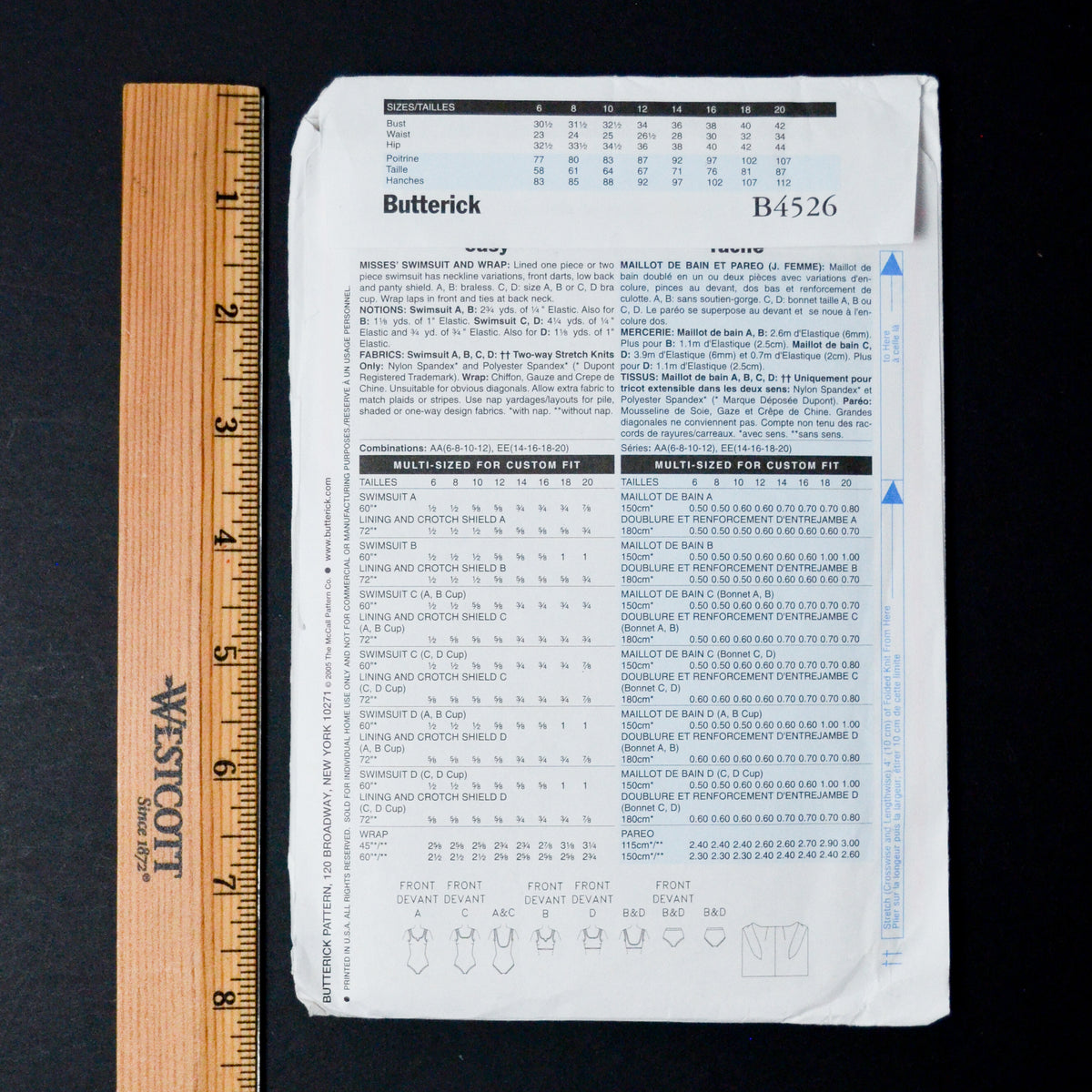 Butterick B4526 Swimsuit + Wrap Sewing Pattern - Size AA (6-12) – Make ...