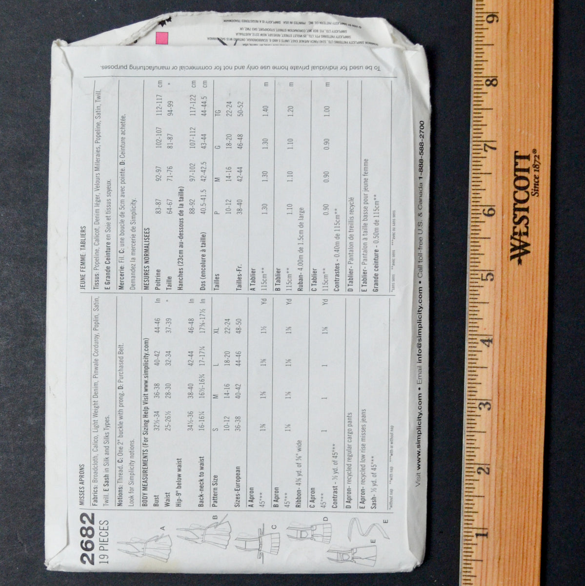 Simplicity 2682 Misses' Aprons Sewing Pattern - Size A (S-XL) – Make & Mend