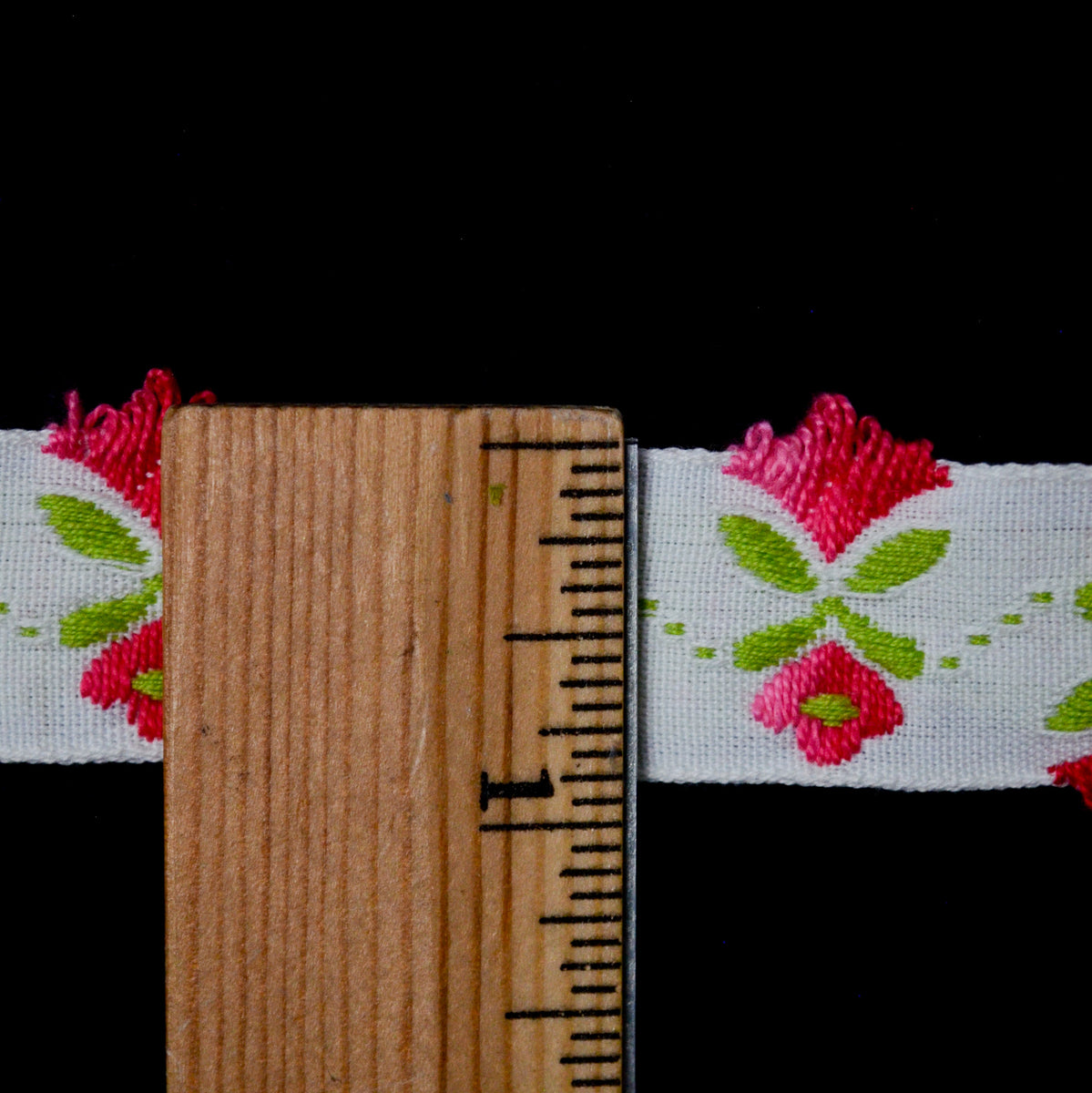 Floral + Loop Fringe Detail Jacquard Woven Cotton Ribbon - By The Yard ...