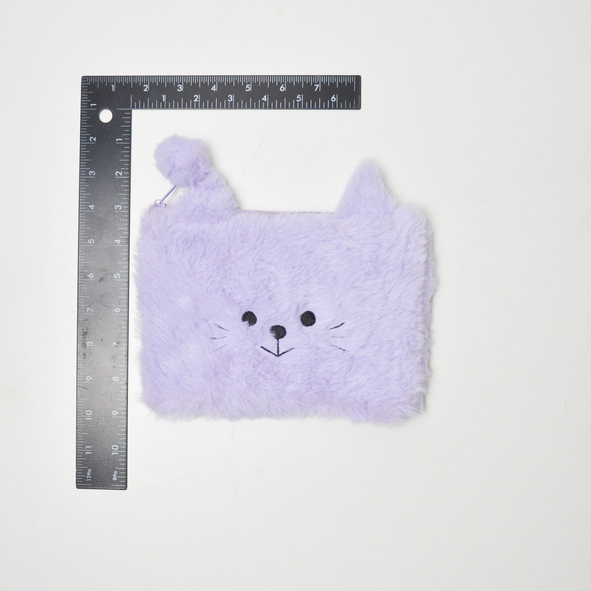 Fuzzy Purple Cat Zipper Pouch – Make & Mend