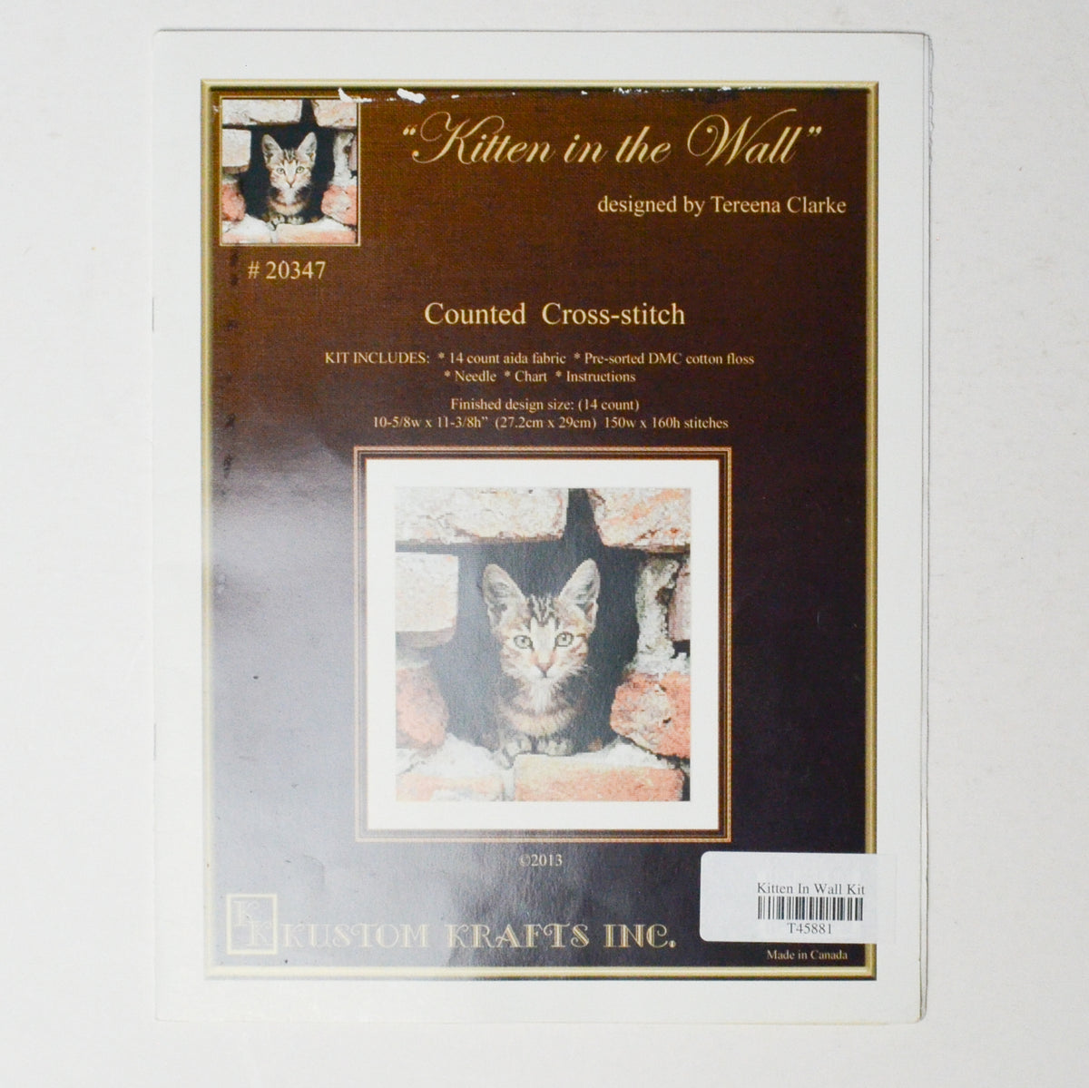 Kustom Krafts "Kitten in the Wall" Counted Cross Stitch Pattern Bookle ...